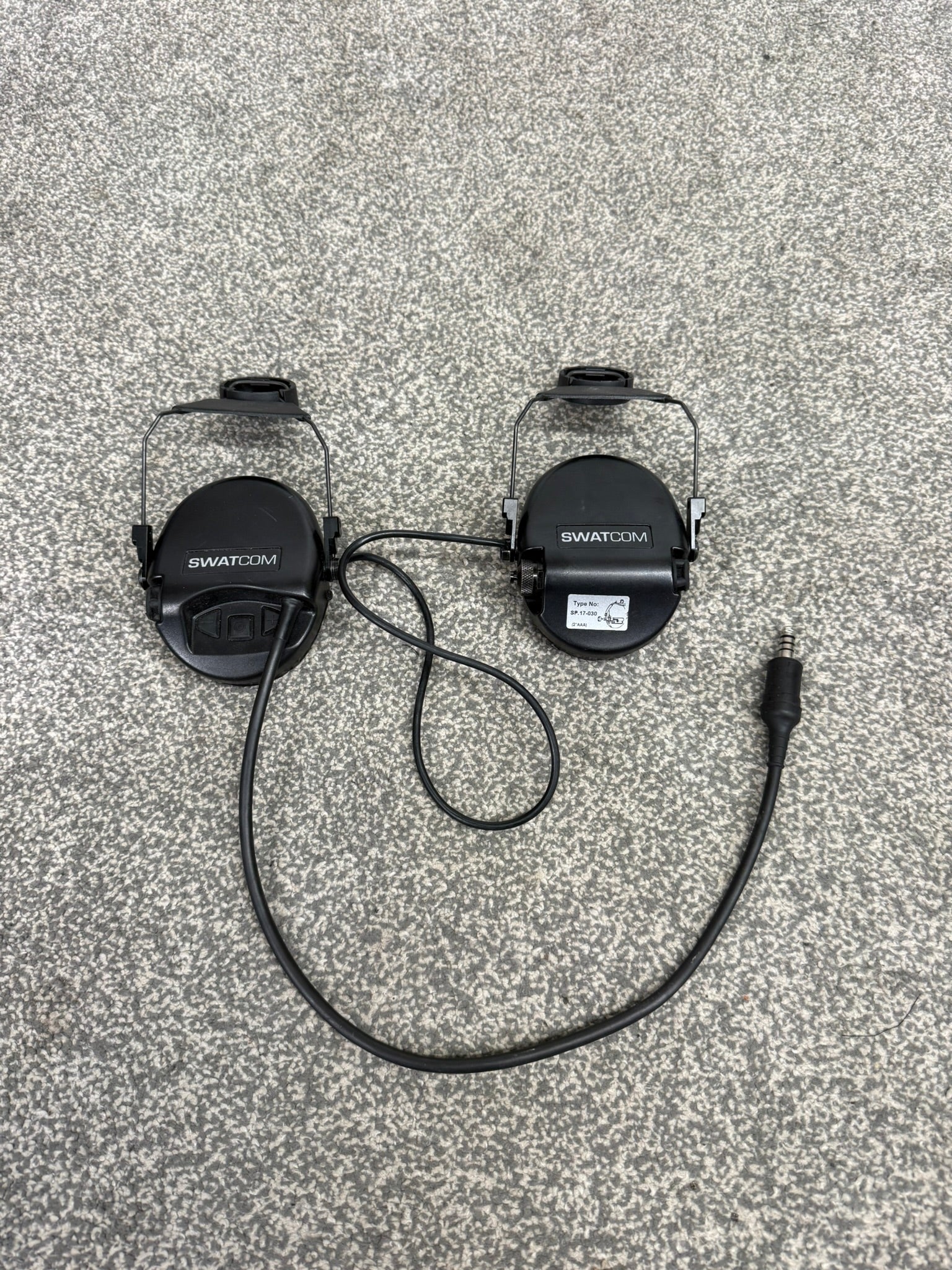 SwatCom Waterproof Headset Ear Defenders Ex Police Helmet Mounted WORK ...