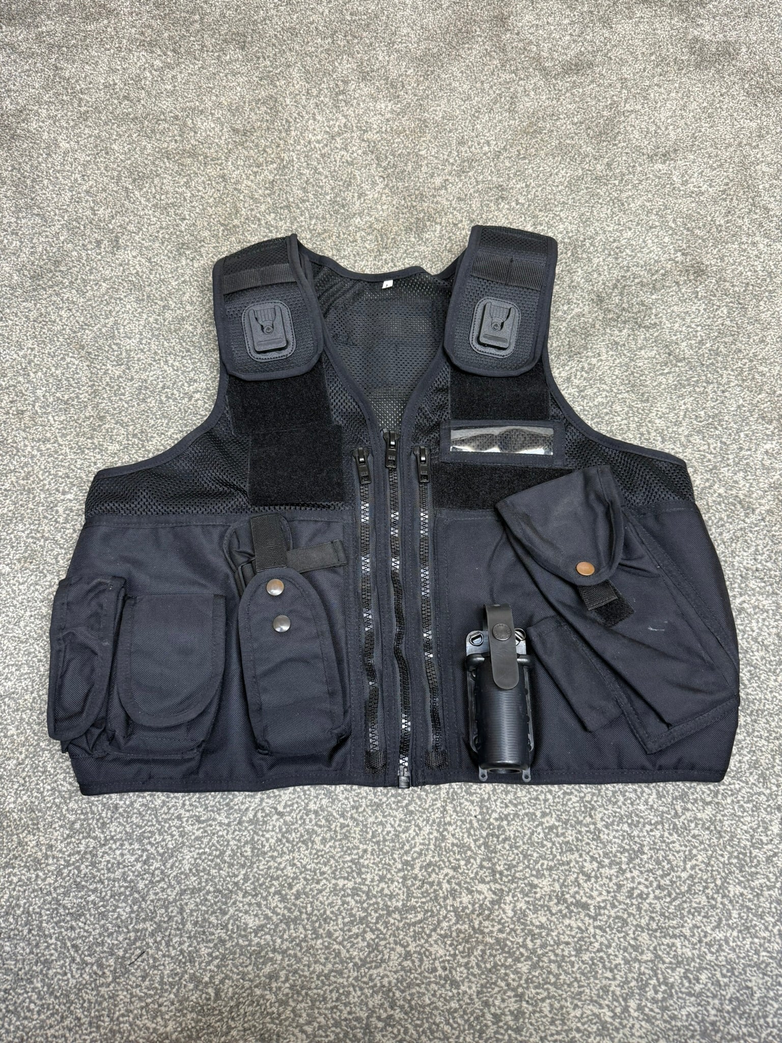 Ex Police Black Arktis Tactical Utility Vest & Pouches Security Airsof ...